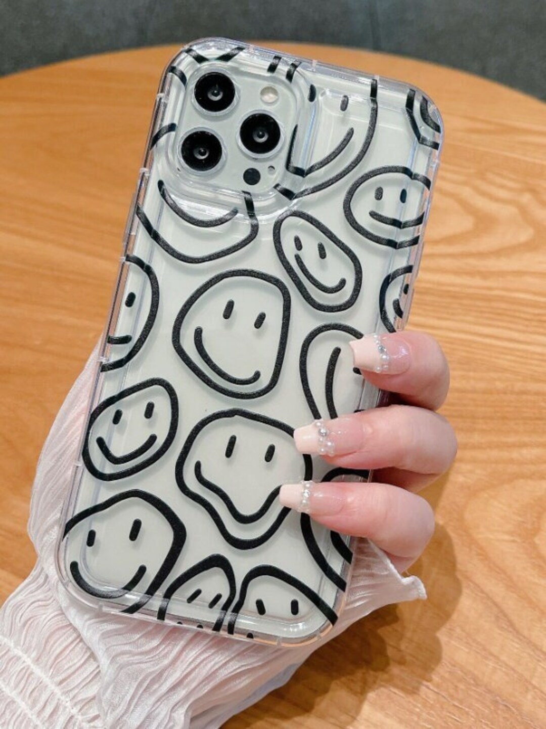 Cartoon Smiling Face Pattern Clear Phone Case - Etsy