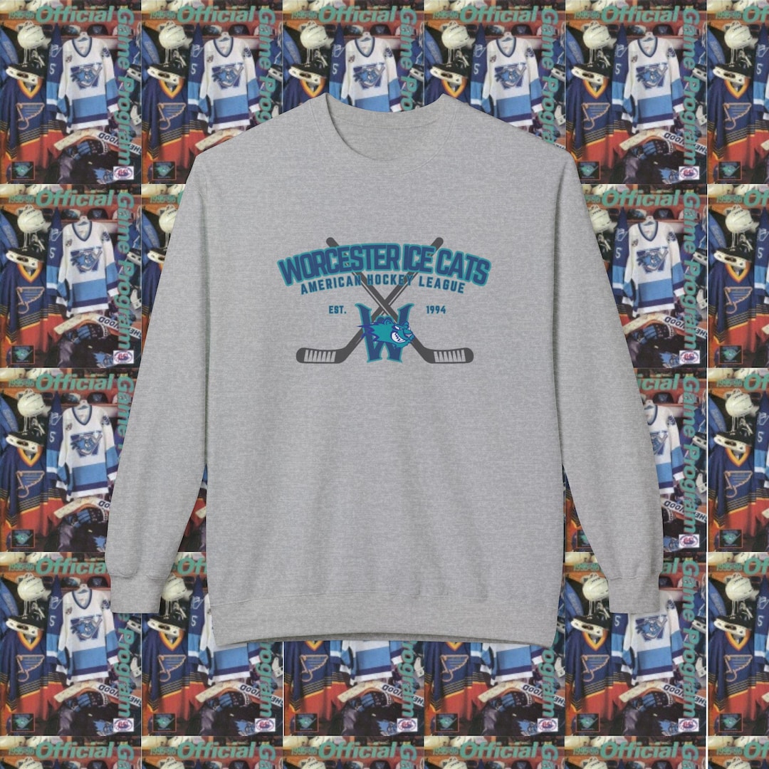 Hockey Fan Crewneck Sweatshirt, Worcester Ice Cats, Red Sox, Unisex ...