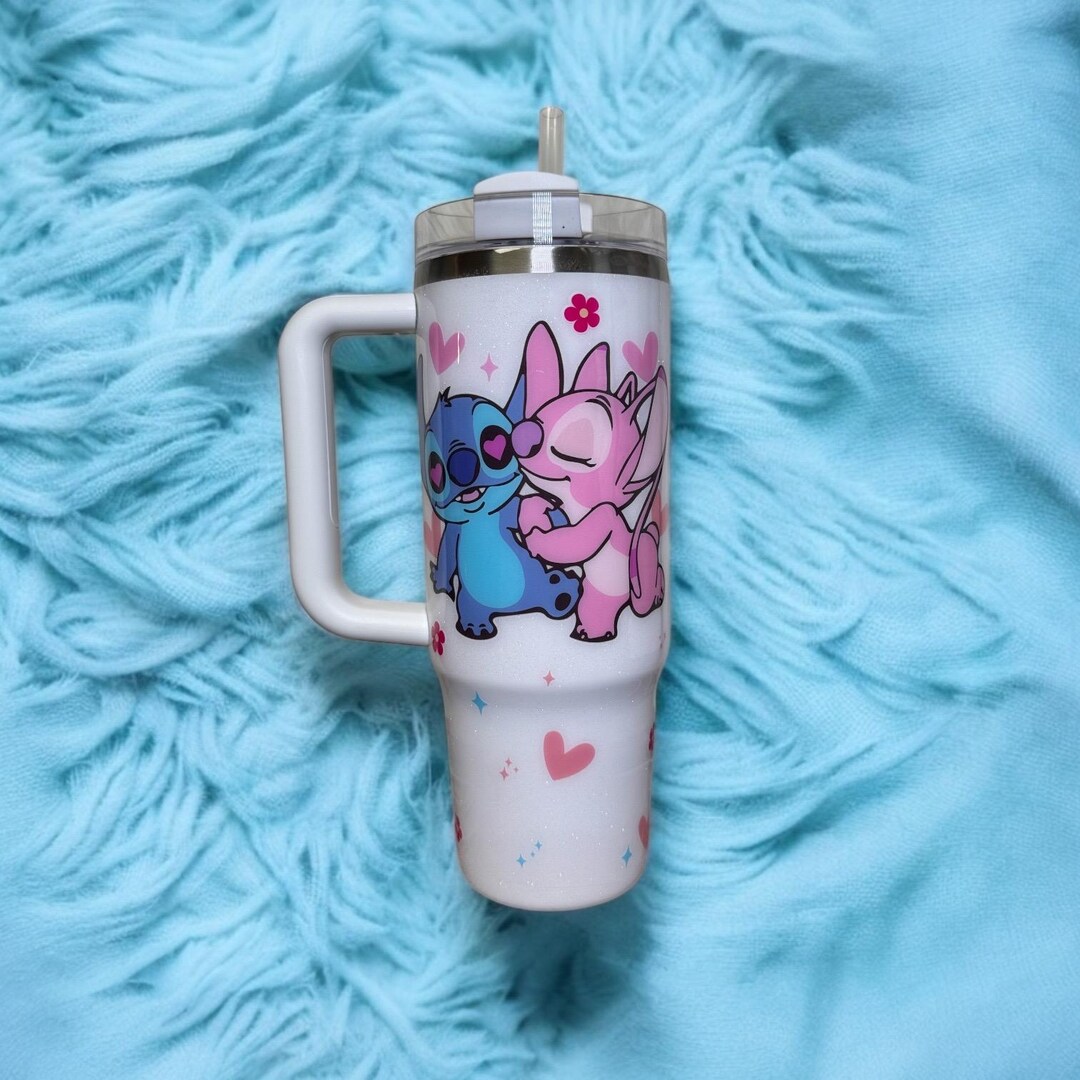 Ohana Blue Guy & Pink Girl Glitter 30oz Stanley - RTS - Etsy