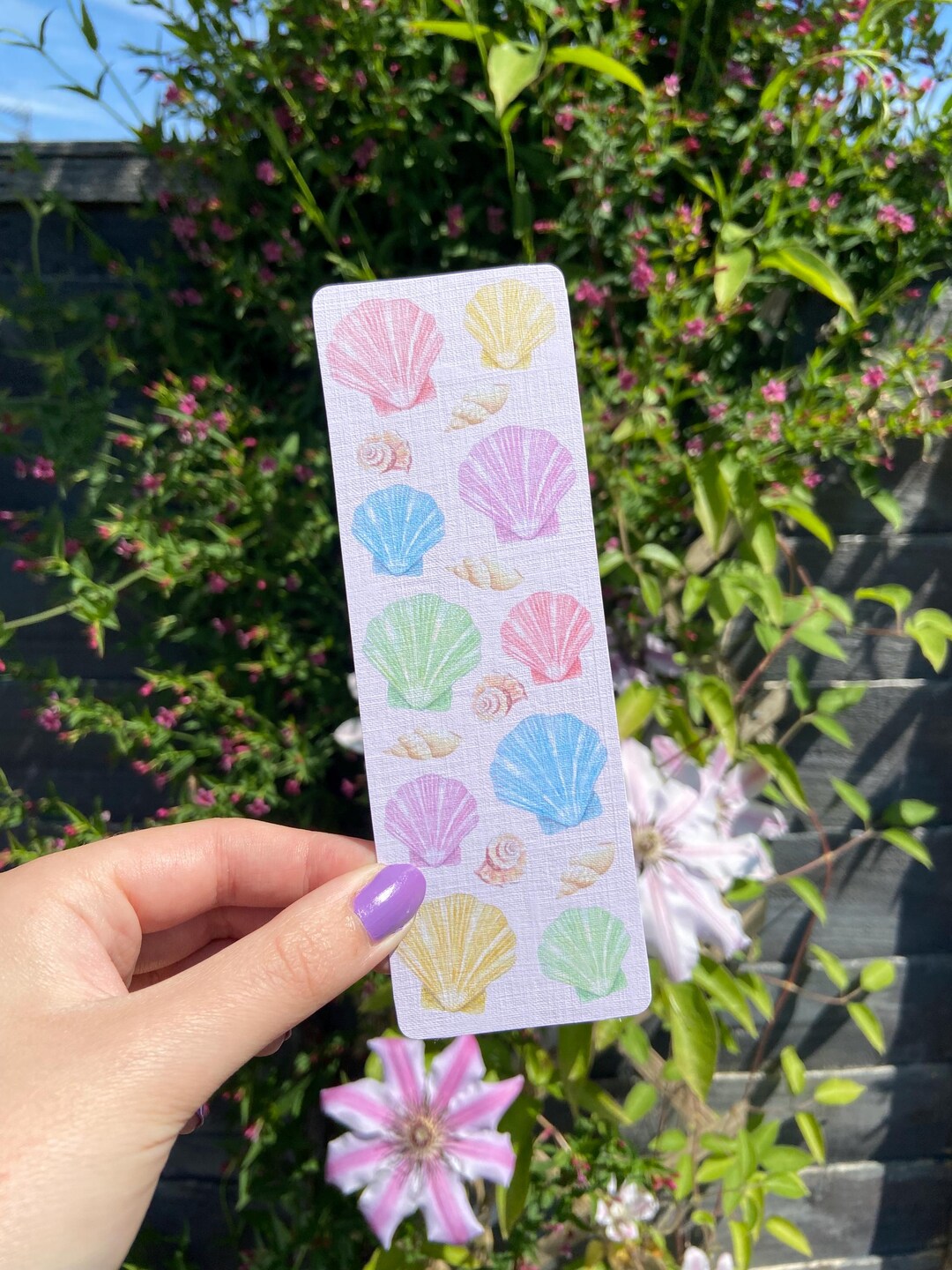 Summer Pink Seashell Bookmark | Seashell Bookmark | Summer Bookmark ...