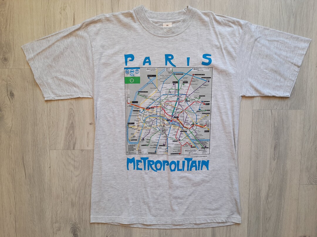 Vintage Paris Metropolitan Metro Map Tee , Metro Train Shirt ,vintage ...