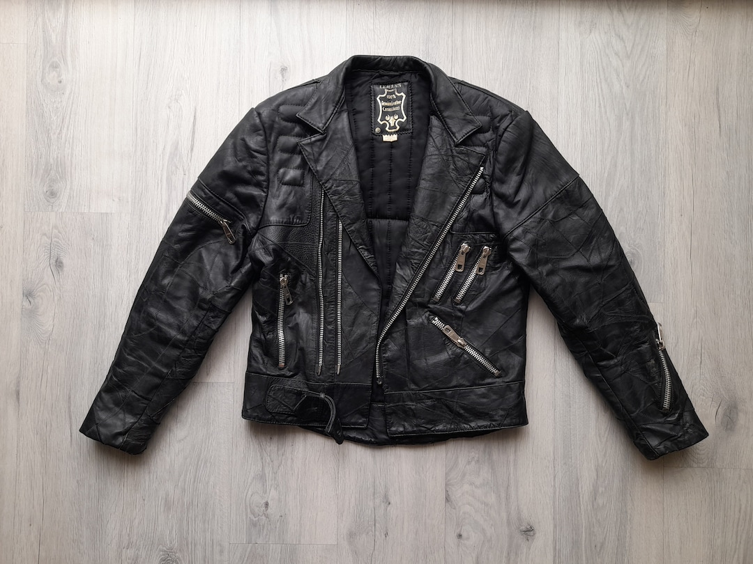 Vintage 80s Campri Sport Patchwork Leather Punk Jacket ,lemans Genuine ...