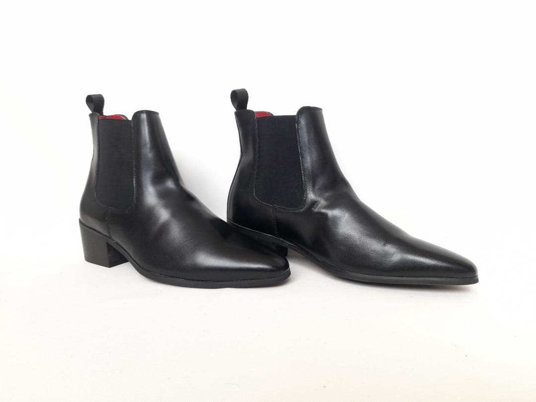 Women's Chelsea Boots ,black Leather Upper Women's Chelsea Elegant ...