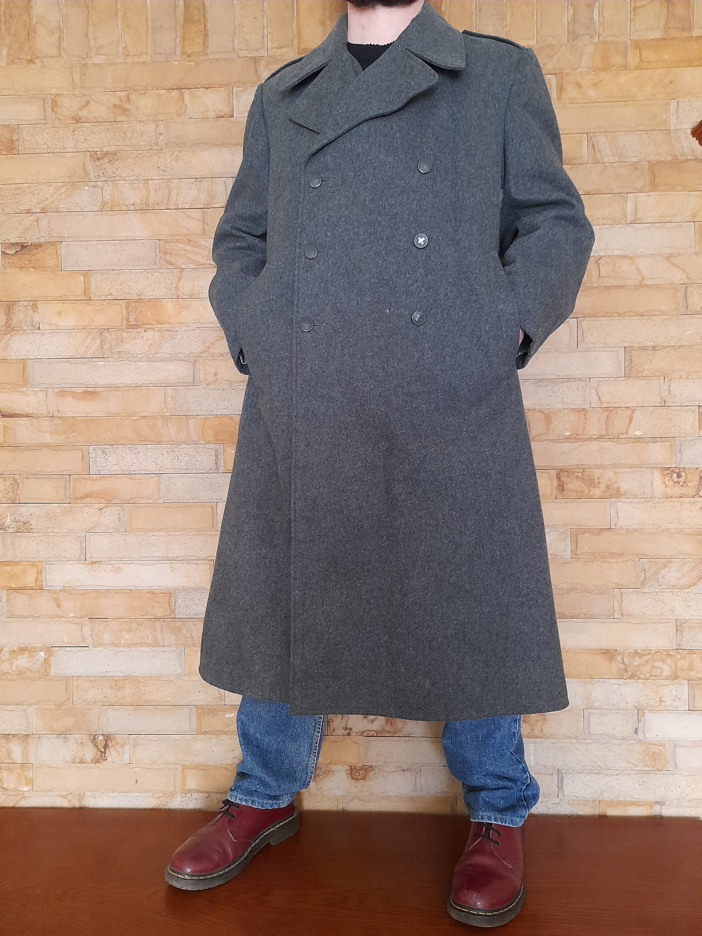 Vintage 60s Mens Swiss Army Wool Coat , Adult Mens XL/L Wool Coat ...