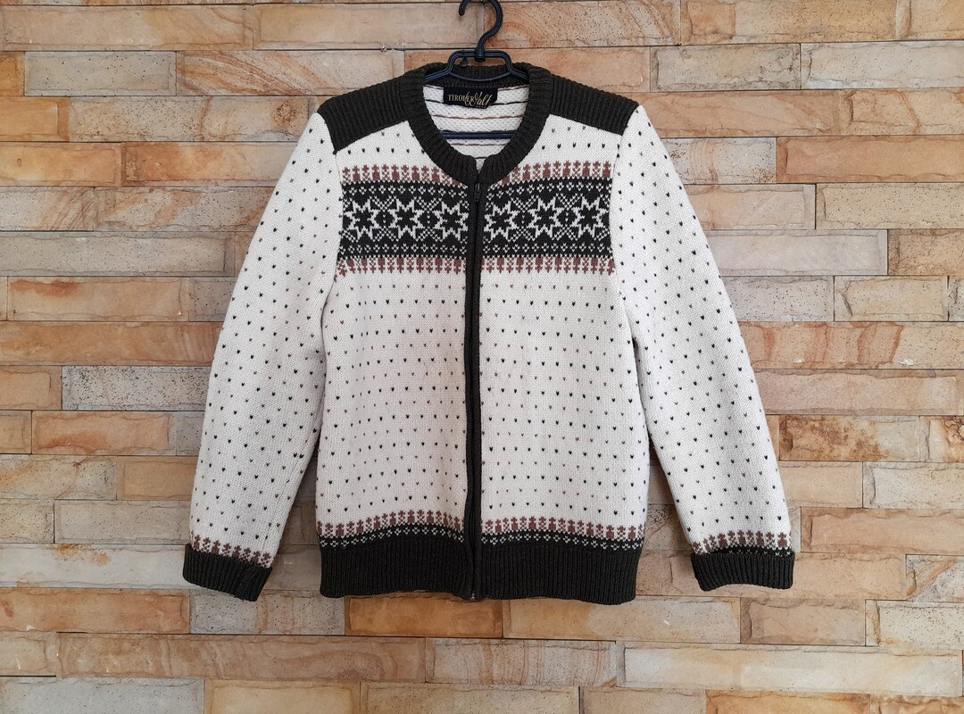 Vintage Tiroler Walk Austrian Wool Zip Cardigan Jacket , Wool Austrian ...