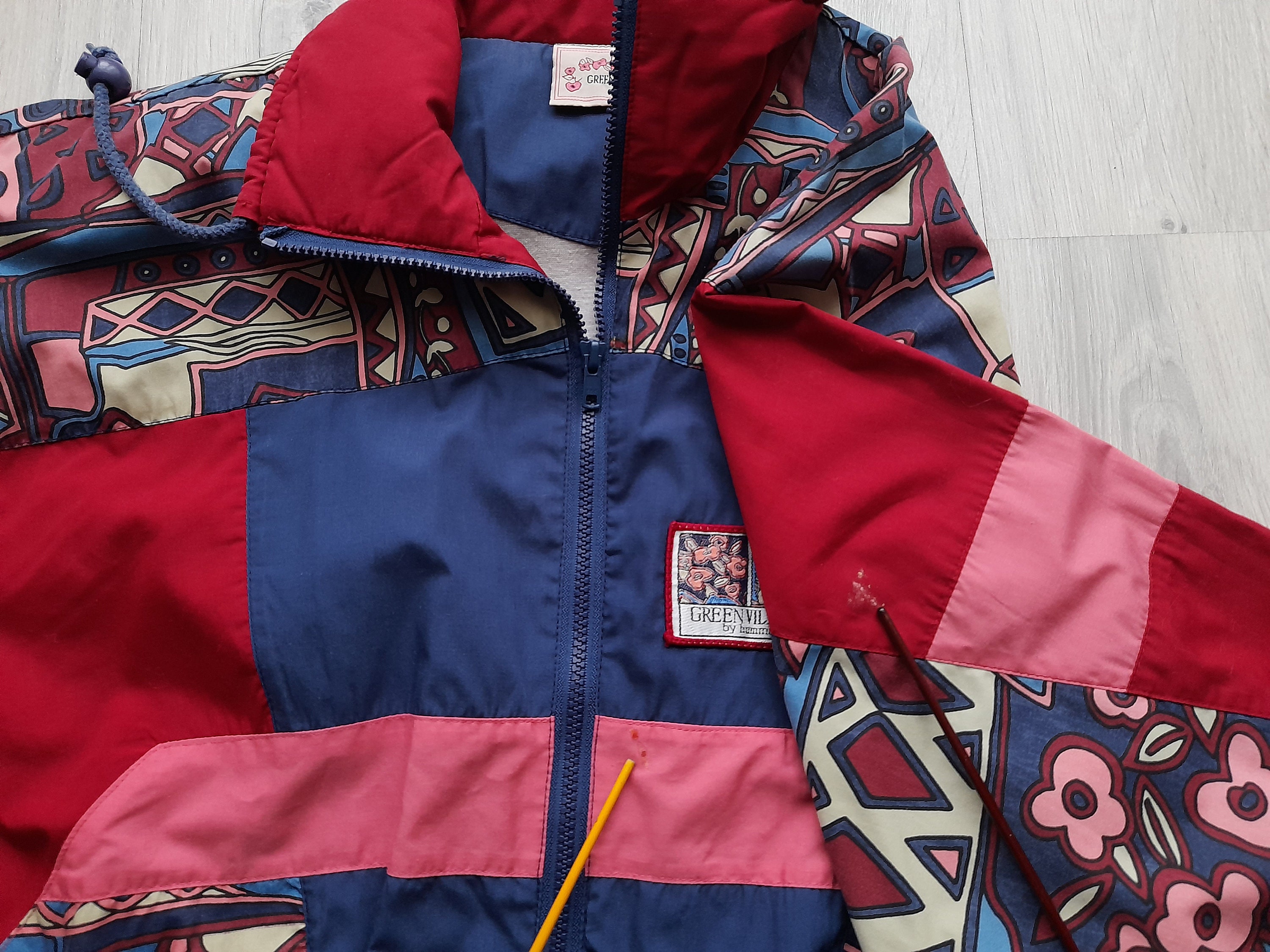 Vintage 90s Multi Color Color Tracksuit , Rave Techno Tracksuit Vintage ...