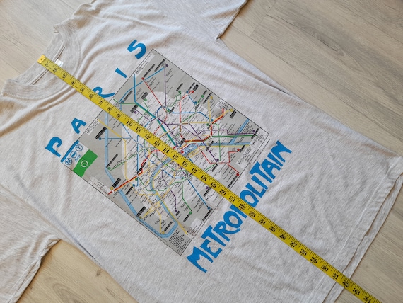 Vintage Paris Metropolitan Metro Map Tee , Metro trai… - Gem