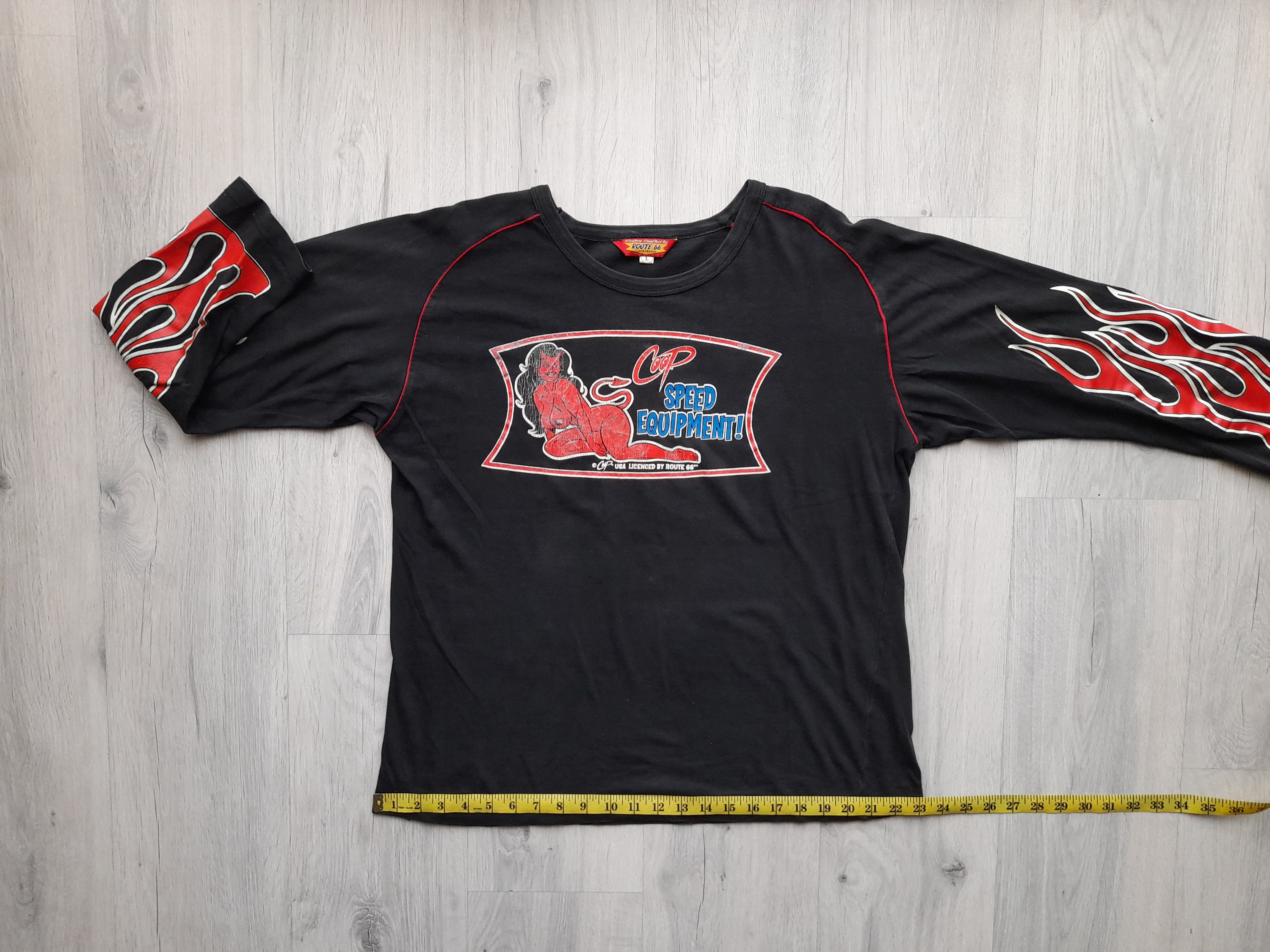 Vintage Pin up Red Devil Girl Long Sleeve Shirt , 90s Coop Devil Shirt ...