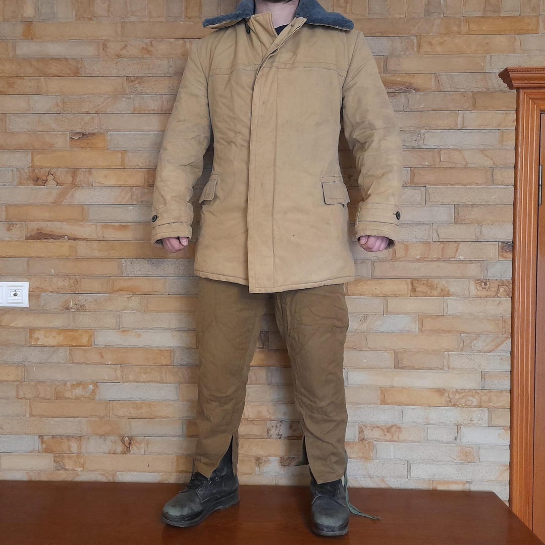 Vintage 70s Soviet Uniform Jacket - Pants Winter Padded Uniform USSR ...
