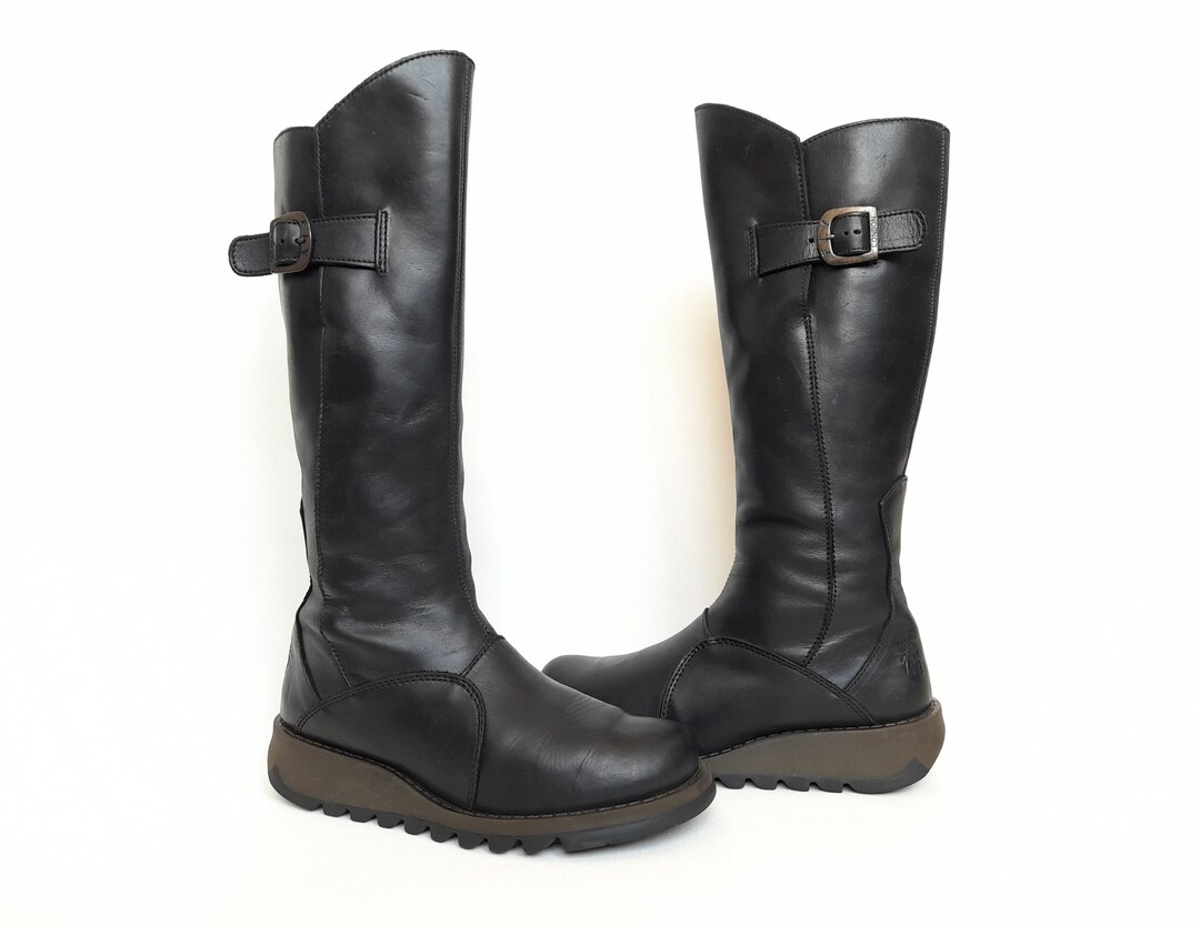 Womens Fly London Platform Boots Goth 00s Club Vintage Leather Platform Boots ,rave Punk Rock ...