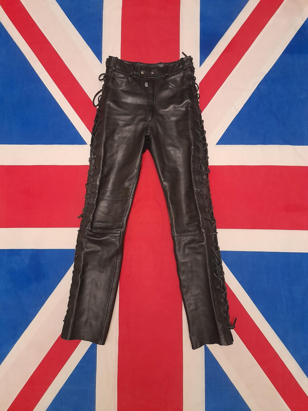 Vintage Harro Real Leather Biker Motorcycle Rocker Womens Trousers ...
