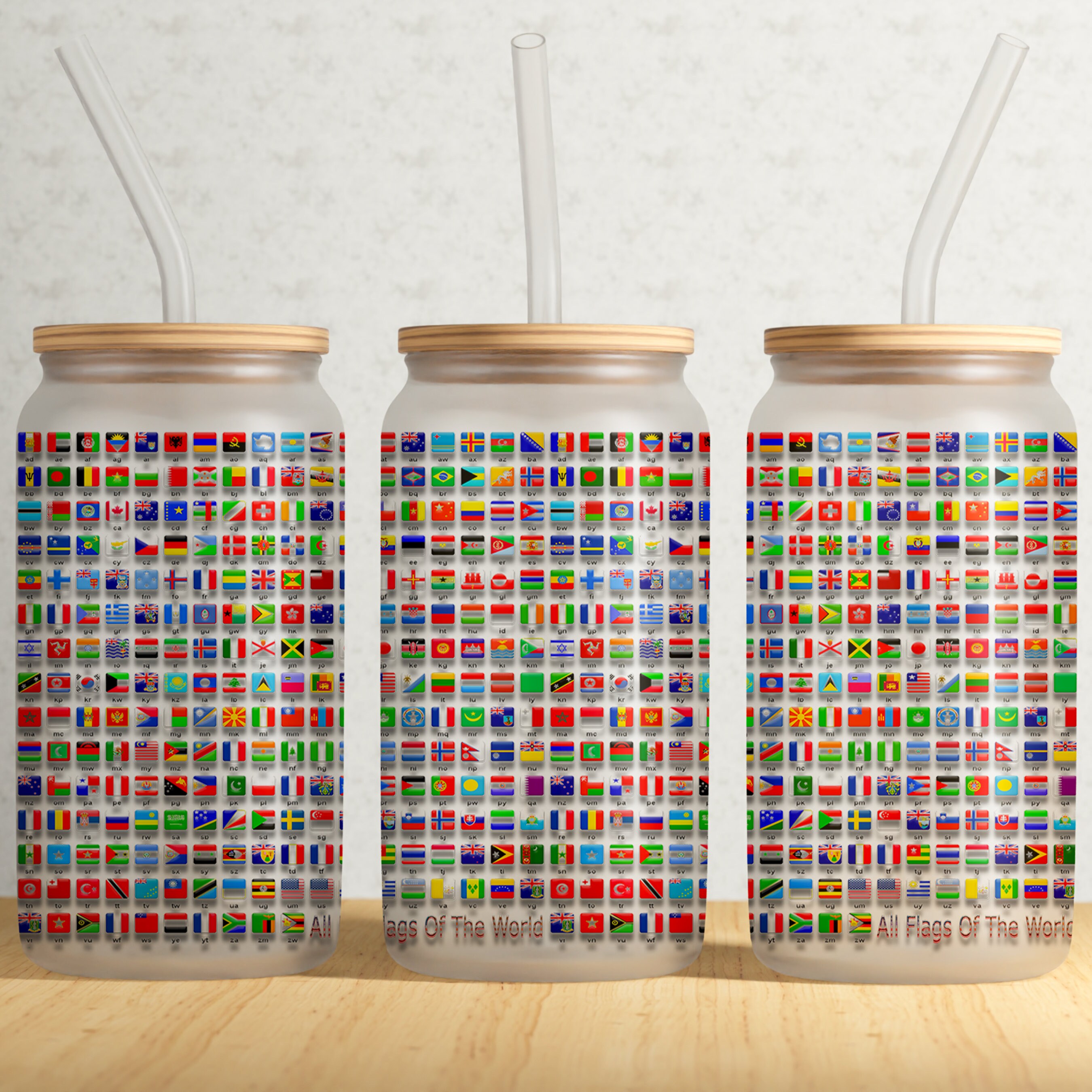 3D All Flags of the World 160oz Libbey Glass Can Wrap Design ...
