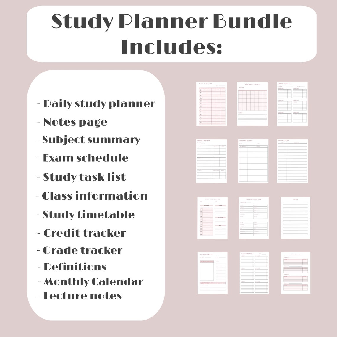 Printable Planner, Printable Student Planner Bundle, Study Planner ...