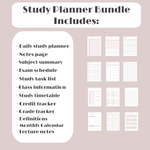 Printable Planner, Printable Student Planner Bundle, Study Planner ...