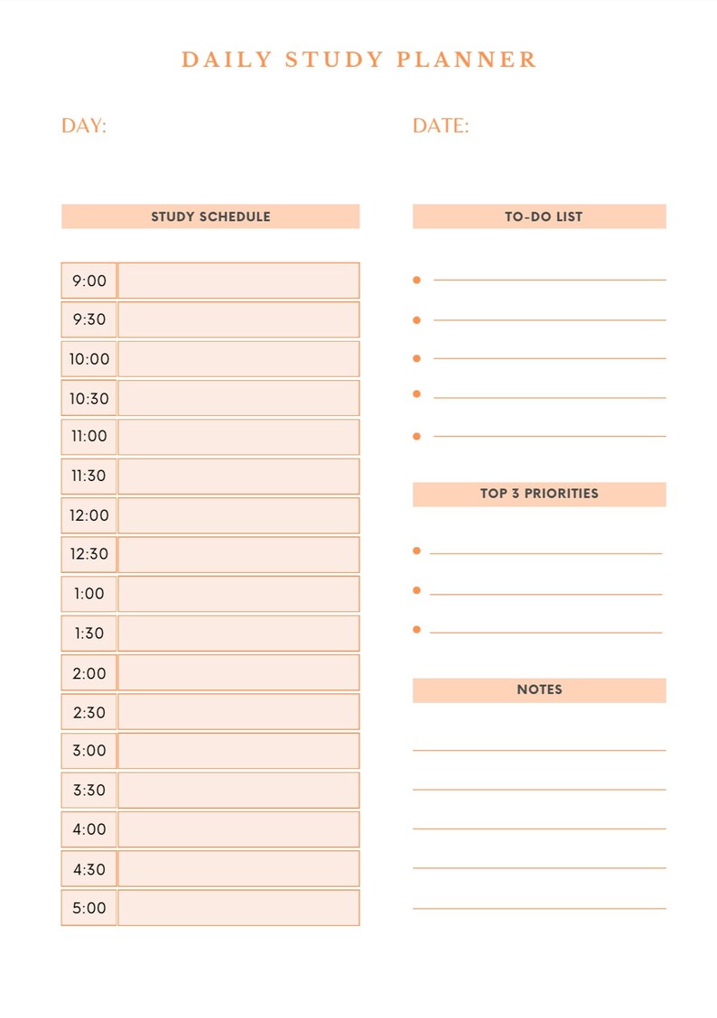 Daily Study Planner Printable, Printable Planner, Printable Student ...