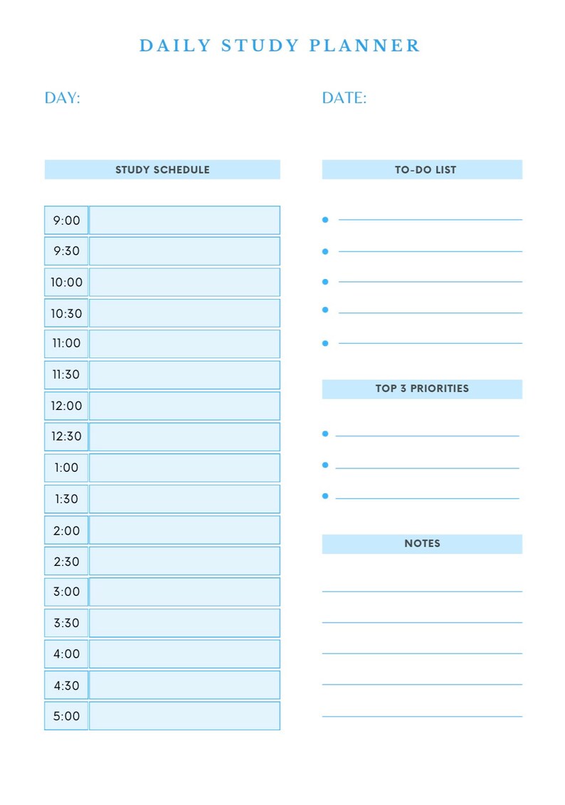Daily Study Planner Printable, Printable Planner, Printable Student ...