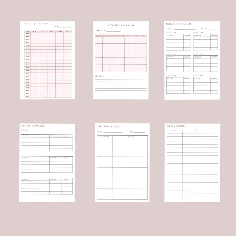 Printable Planner, Printable Student Planner Bundle, Study Planner ...