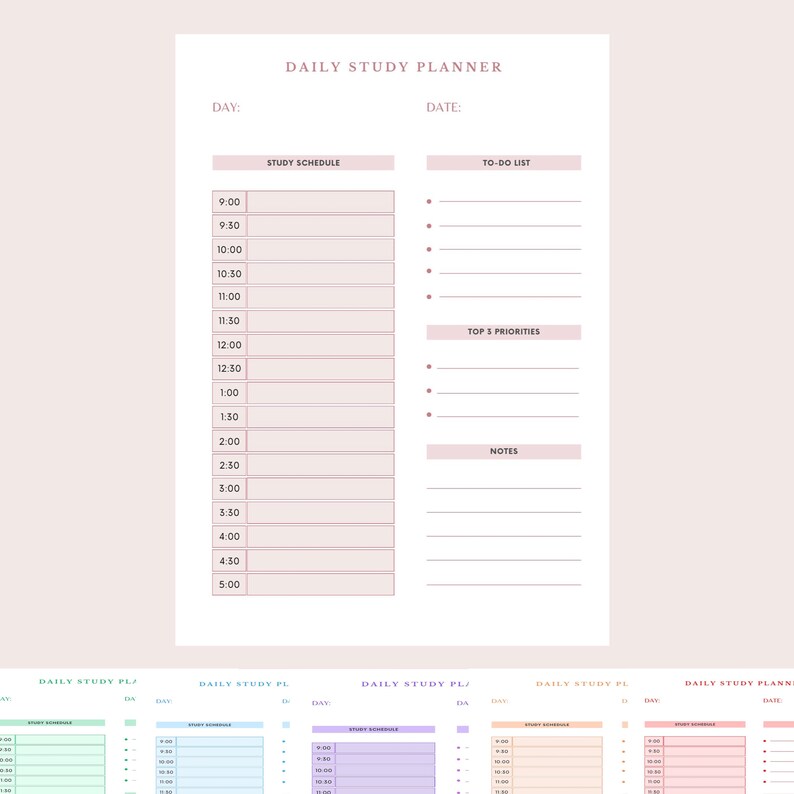 Daily Study Planner Printable, Printable Planner, Printable Student ...
