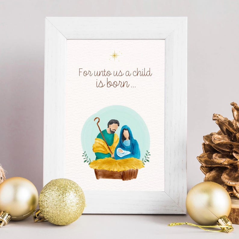 Merry Christmas Printable | Digital Download | Birth of Jesus Art ...