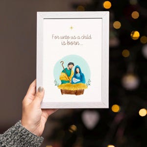 Merry Christmas Printable | Digital Download | Birth of Jesus Art ...