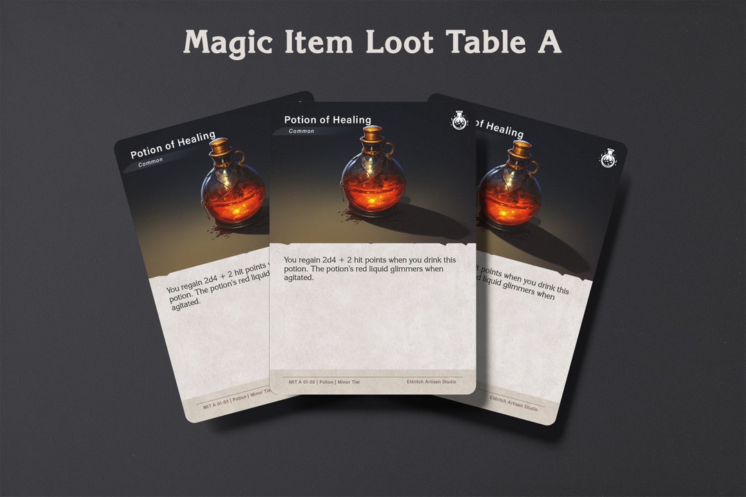 D&D Magic Item Loot Table A - Digital Download - Dnd 5e - PDF - Etsy