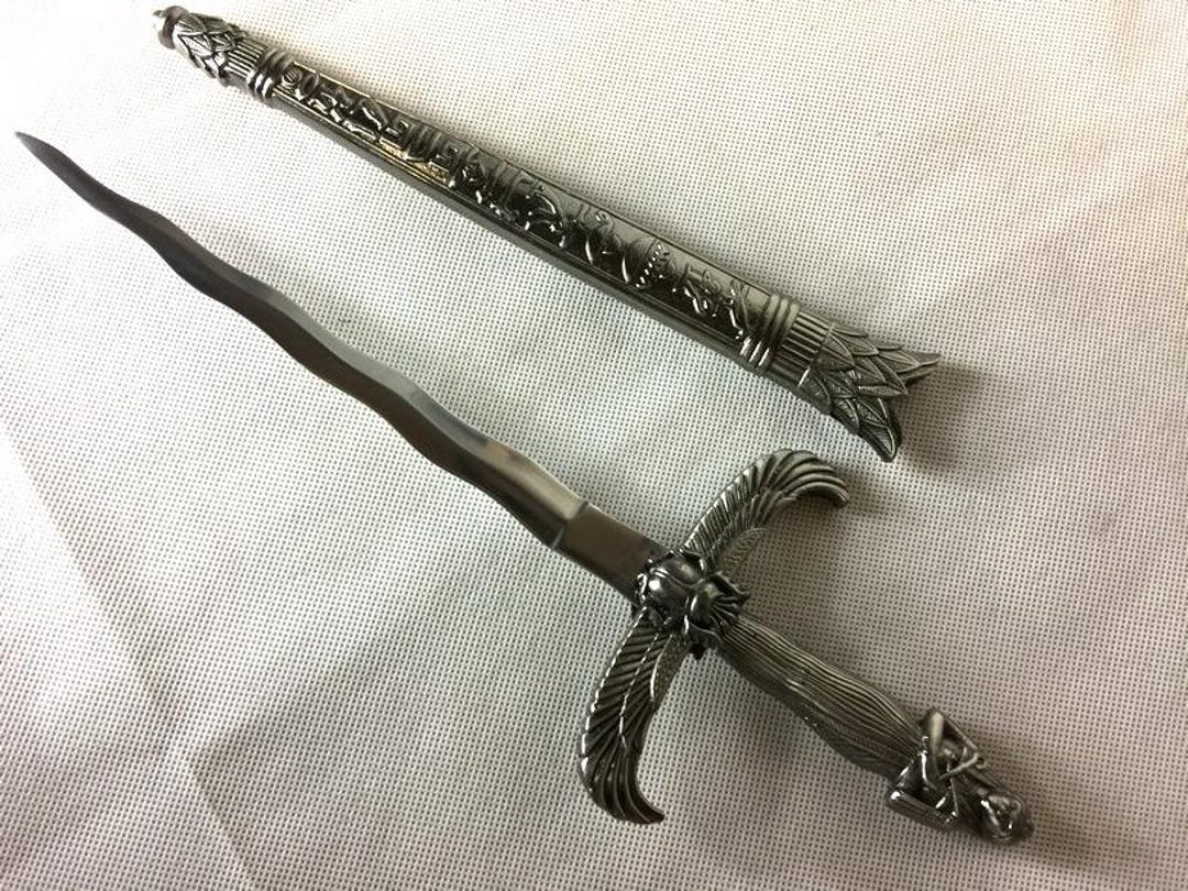 Egyptian Ceremonial Dagger Pharaoh Knife Ripple Blade /w Scabbard ...