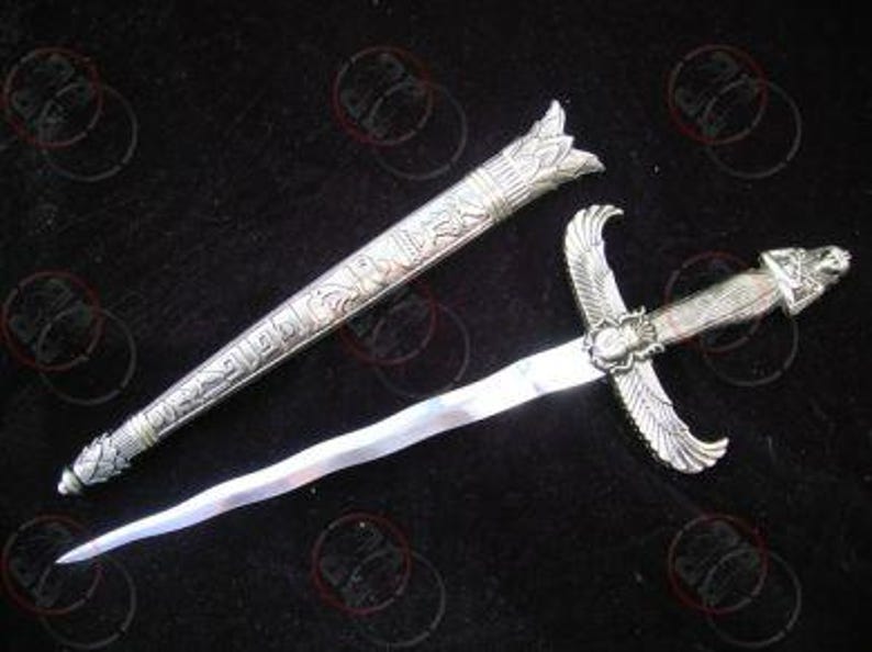 Egyptian Ceremonial Dagger Pharaoh Knife Ripple Blade /w Scabbard ...