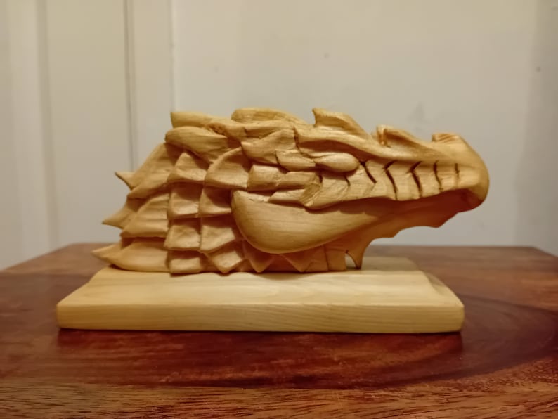 Dragon Head Wood Carving, Hand Carved Dragon Sculpture - Etsy