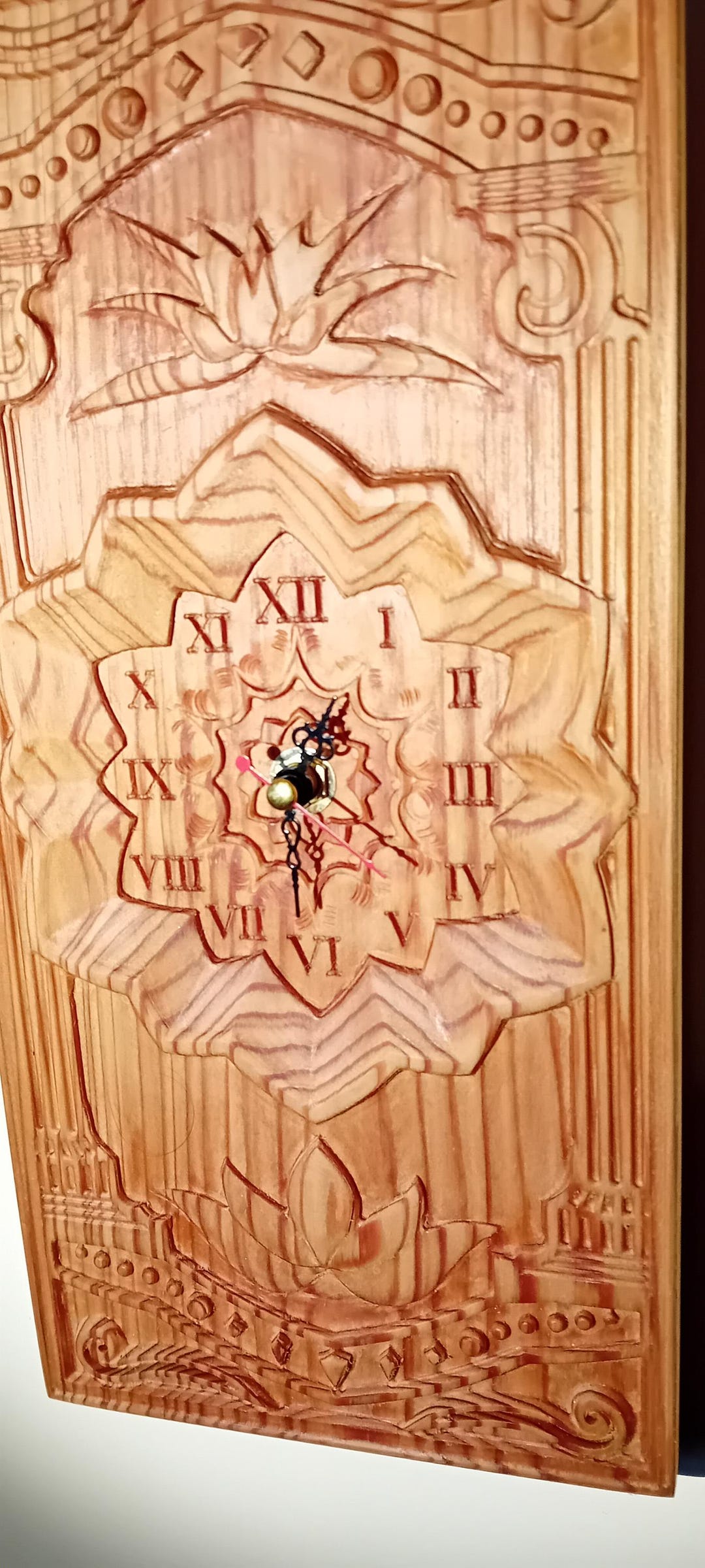 Clock Wood Carving, Wall Hanging Clock, Near Silent Clock Mechanism - Etsy