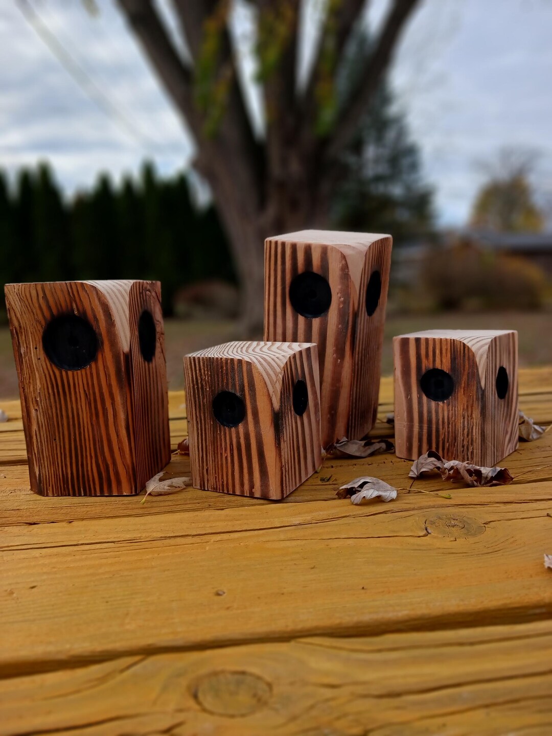 Rustic Cedar Owl Family Set of 4 Handcrafted Torch-burned Owls - Etsy