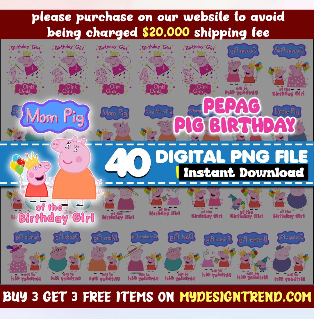 Peppa Pig Birthday Bundle Png , Peppa Pig SVG Bundle, Peppa Pig Icon ...