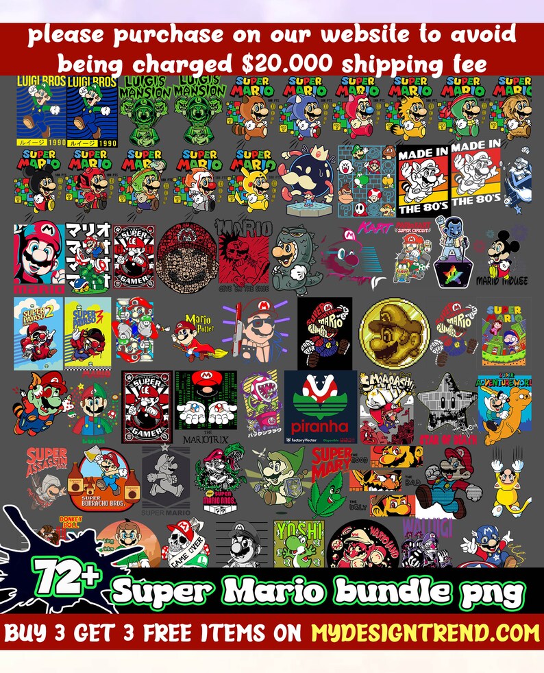 Super Mario Png Bundle, Super Mario Svg Bundle for Cricut and Sublimation, Mario Cut Files ...