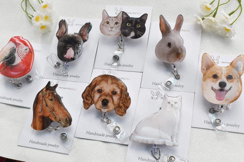 Custom Pet Photo Badge Reel, Personalized Animal Badge Ree | for Nurse ...