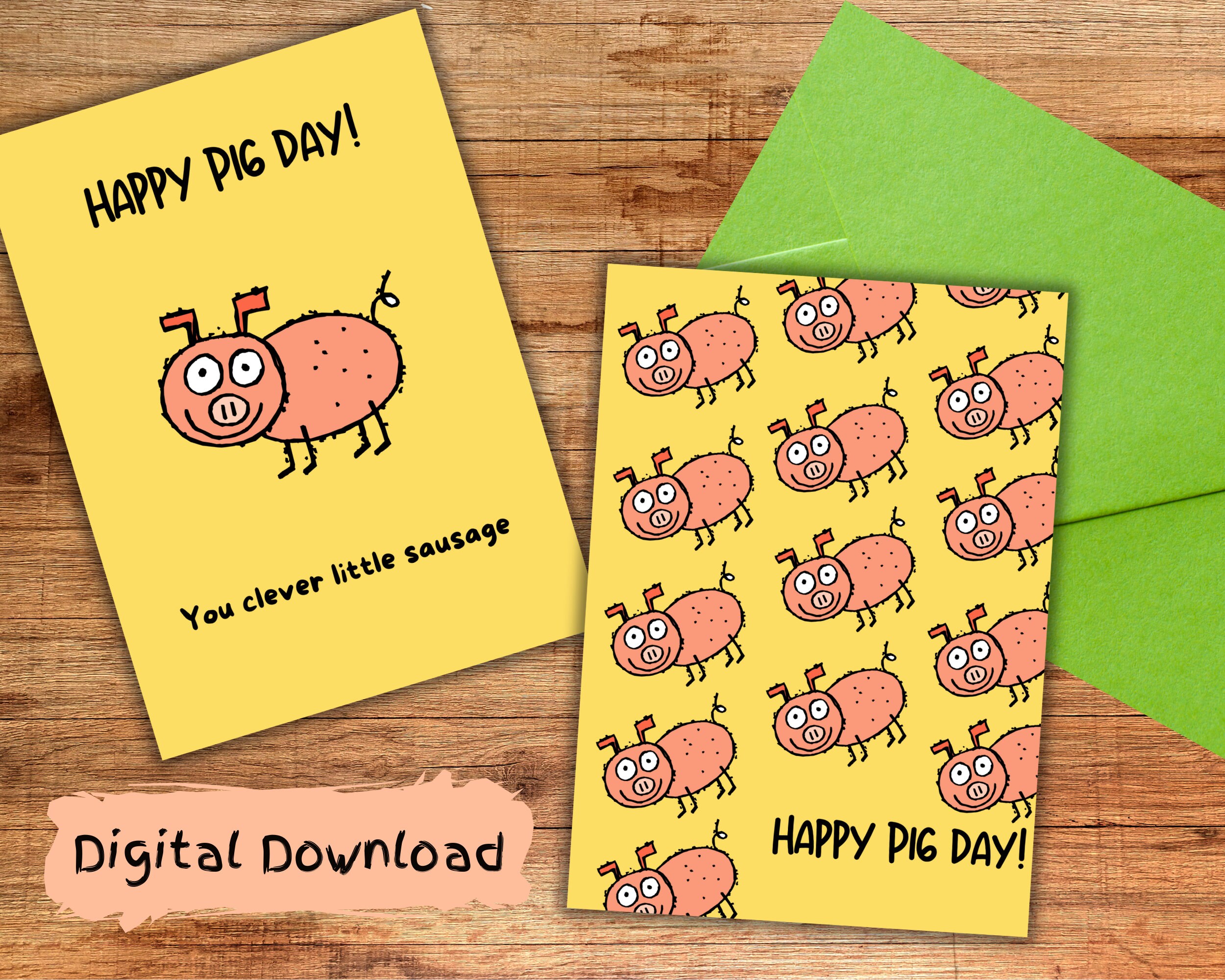 Downloadable Cards Celebrate Pig Day Silly Funnies Pigs Are Great Cu Te ...