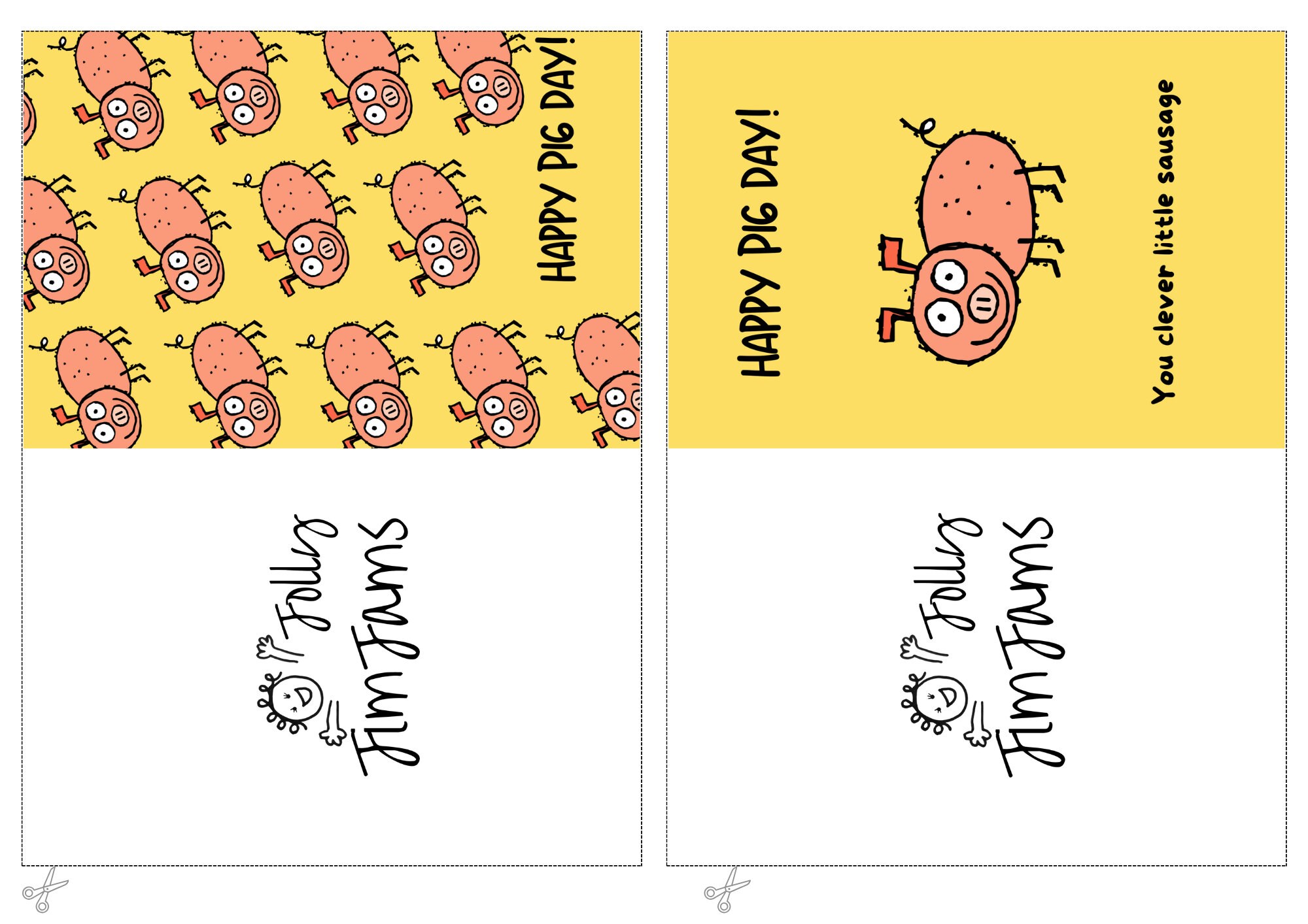 Downloadable Cards Celebrate Pig Day Silly Funnies Pigs Are Great Cu Te ...