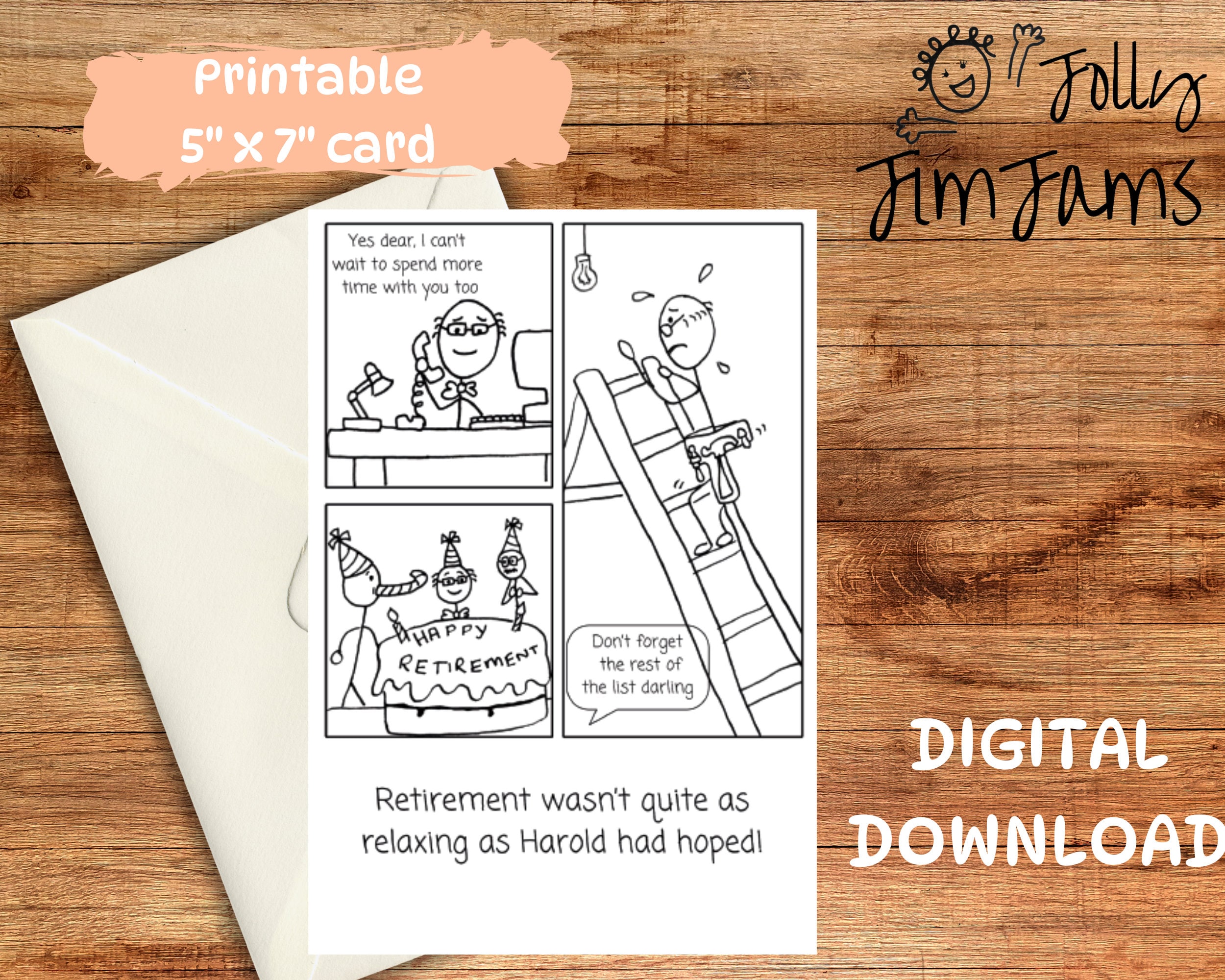 Downloadable Retirement Card Relaxing Retiring Man's Man Climbing ...