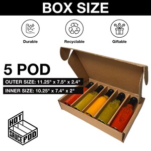Hot Sauce Pod DIY Gift Box Set - 5-pack Customizable 5oz Bottle Holders ...
