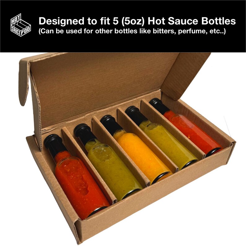 Hot Sauce Pod DIY Gift Box Set - 5-pack Customizable 5oz Bottle Holders ...