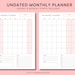 Monthly Planner, Undated Printable Planner, Minimalistic, Calendar ...
