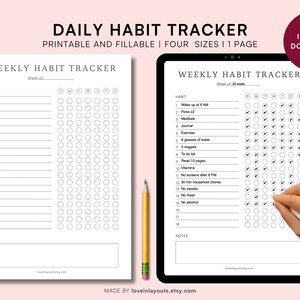 Habit Tracker Printable Portrait, Digital Routine Tracker Template ...