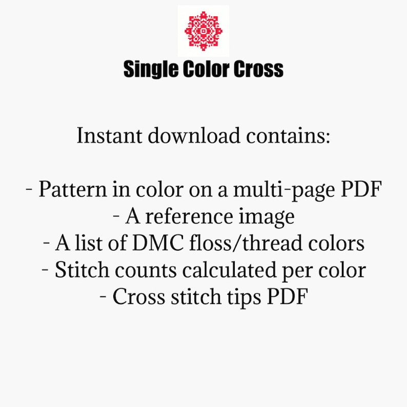 Cross Stitch Pattern PDF Abstract Monochrome Single Color Instant ...