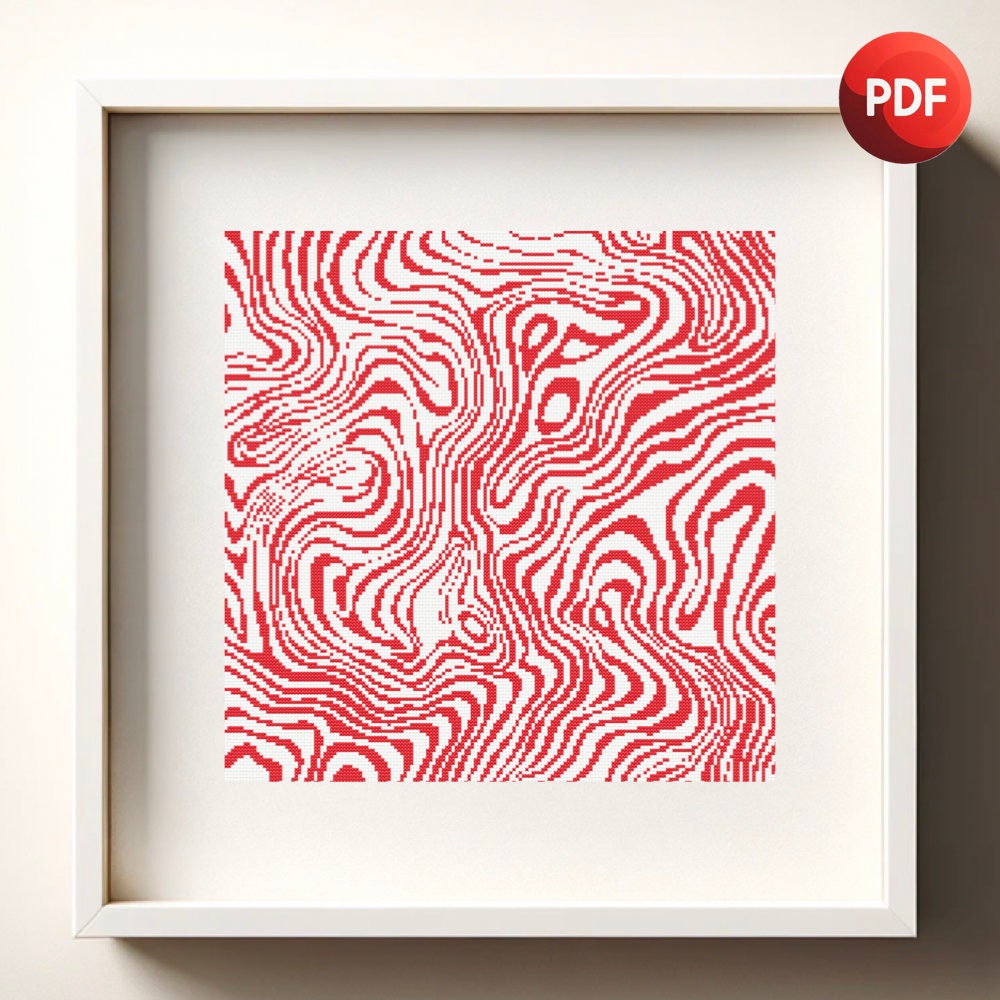Cross Stitch Pattern PDF Abstract Monochrome Single Color Instant ...