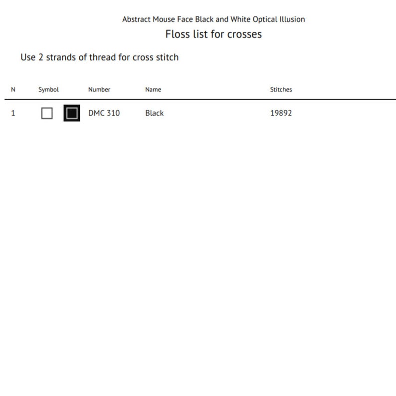 Cross Stitch Pattern PDF Monochrome Optical Illusion Abstract Mouse ...