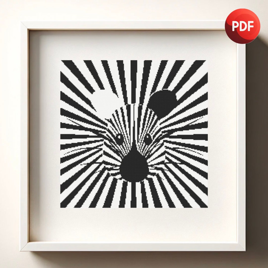 Cross Stitch Pattern PDF Monochrome Optical Illusion Abstract Mouse ...
