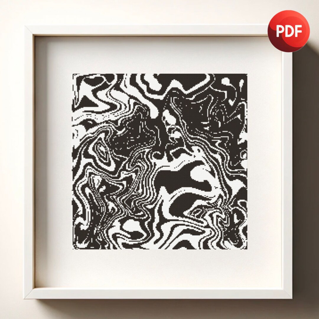 Cross Stitch Pattern PDF Abstract Large Crazy Single Color Cross Stitch ...