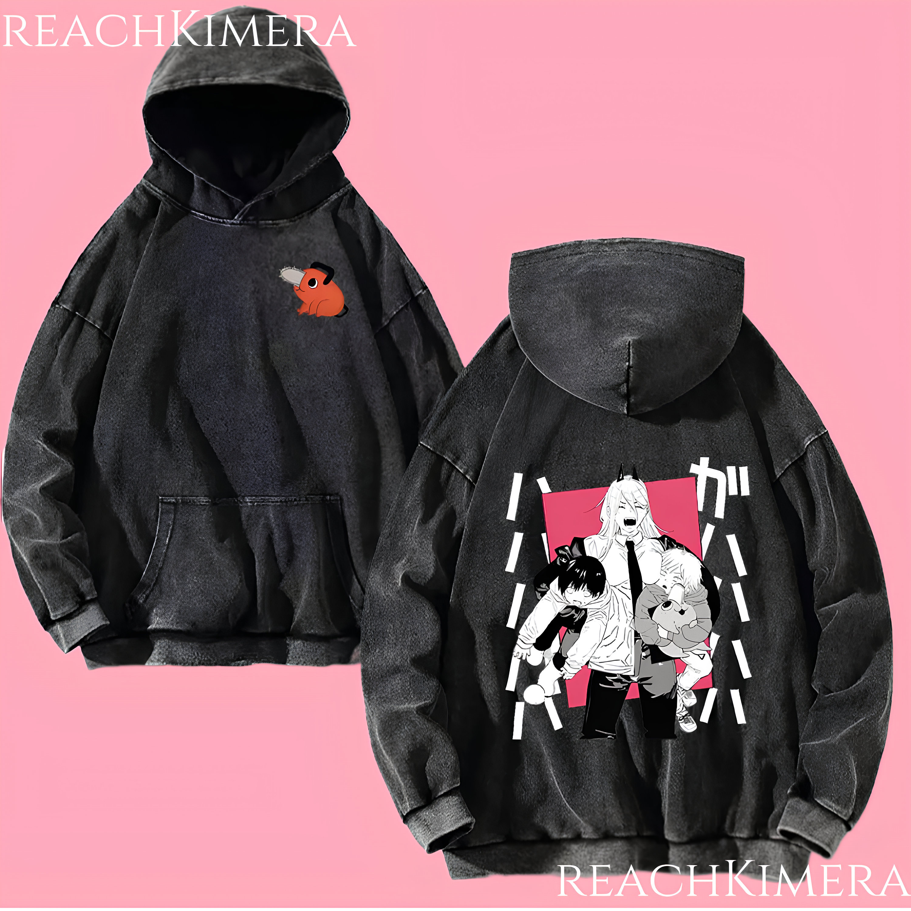 Anime Chainsaw Man Washed Hoodie,anime Washed Hoodie,chainsaw Man ...