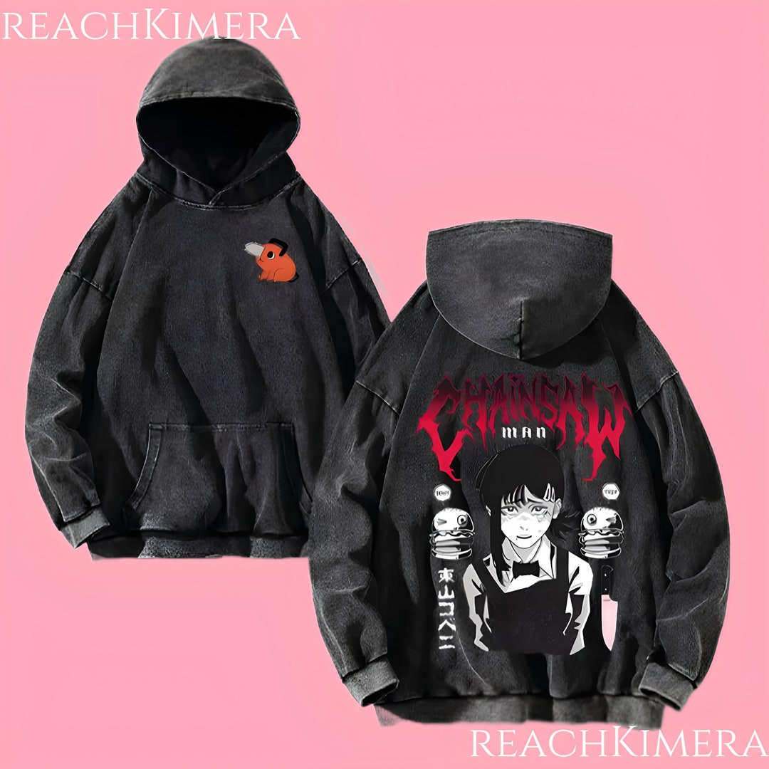 Anime Chainsaw Man Washed Hoodie,anime Washed Hoodie,chainsaw Man ...