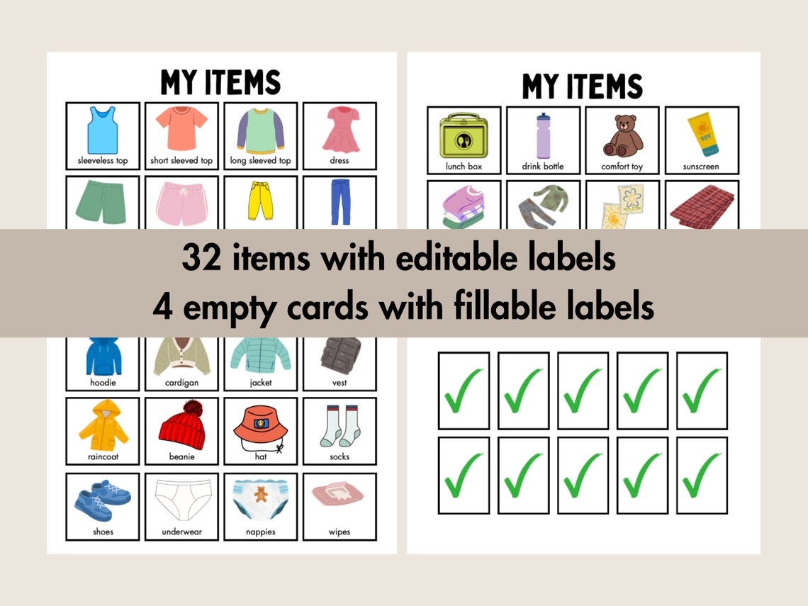 Kids Backpack Checklist | Visual Routine Chart (editable PDF) - Etsy