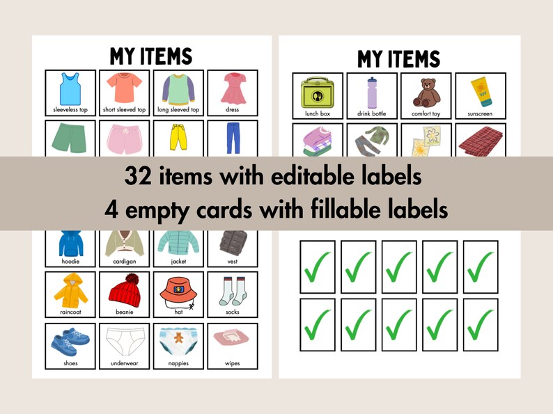 Kids Backpack Checklist | Visual Routine Chart (editable PDF) - Etsy