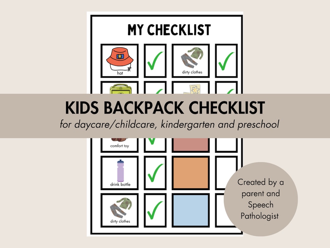 Editable Kids Visual Take Home Checklist Visual Backpack Checklist ...